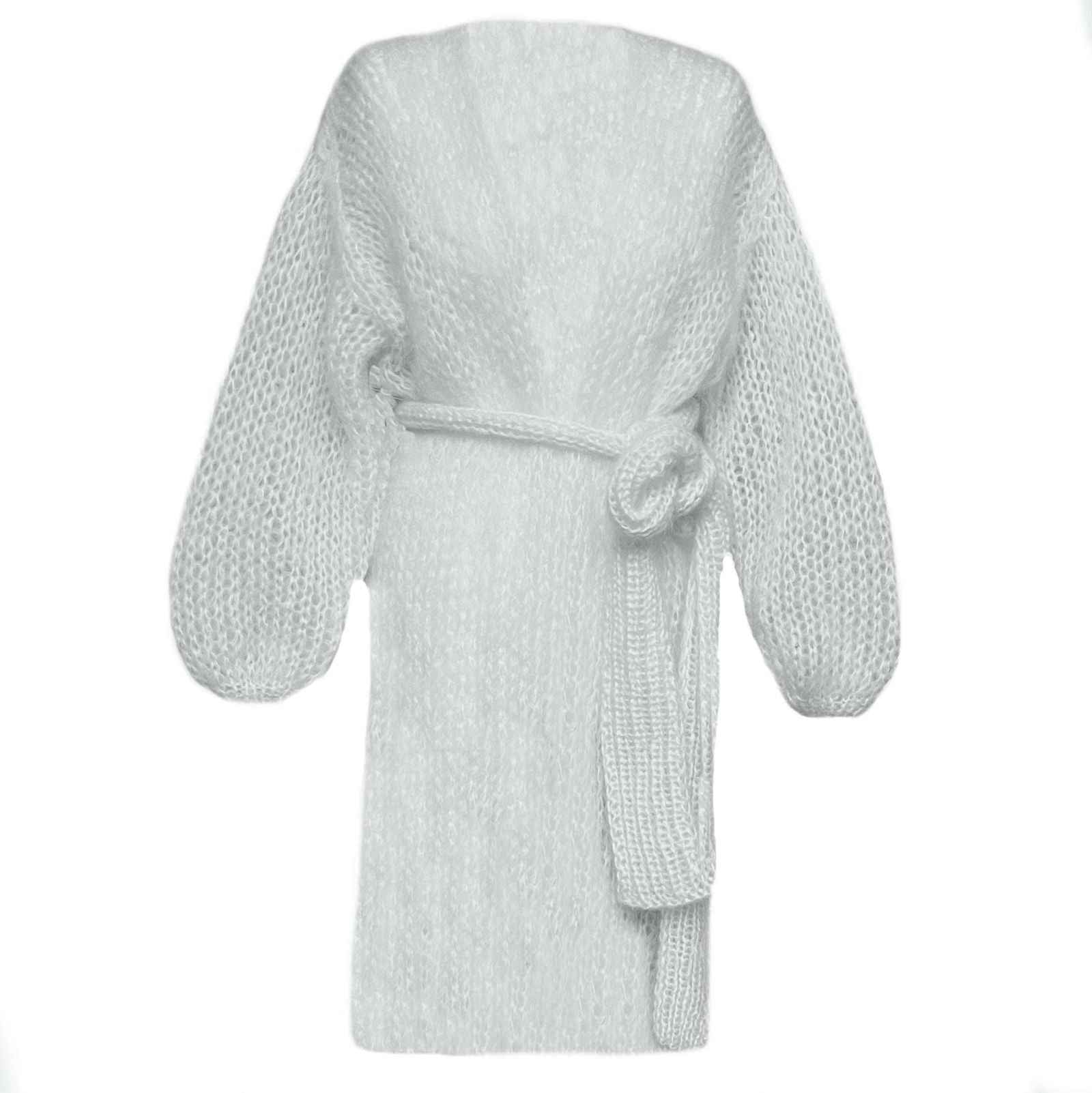 Ella coat chunky knit thin quality light grey - DOUIE